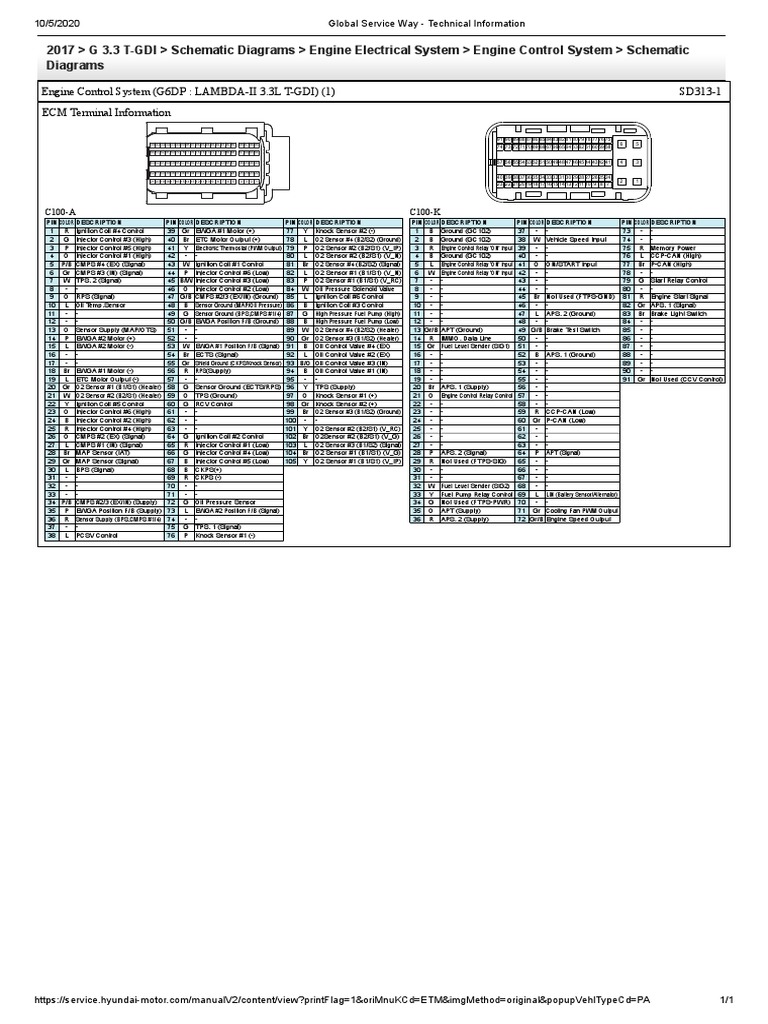 2017 G 3.3 T-GDI Schematic Diagrams Engine Electrical System Engine ...