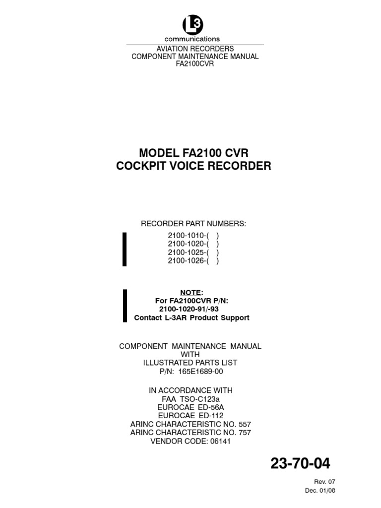 L3 Communications CVR (FA2100) 23-70-04 - Rev 07 | PDF | Electrostatic ...