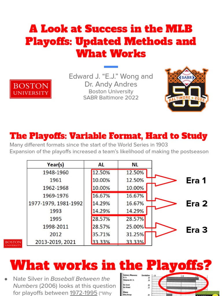 A Look at Success in The MLB Playoffs Updated Methods and What Works 1 | PDF | Statistics ...