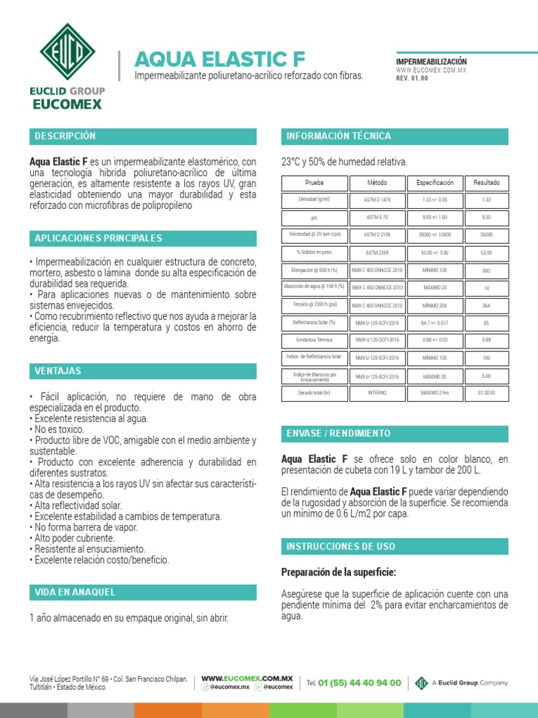 Aqua Elastic F | PDF | Agua | Materiales