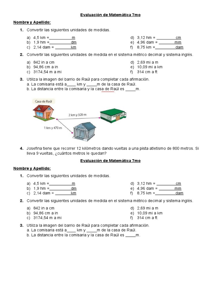Evaluacion Matematica Conversion 7mo | PDF