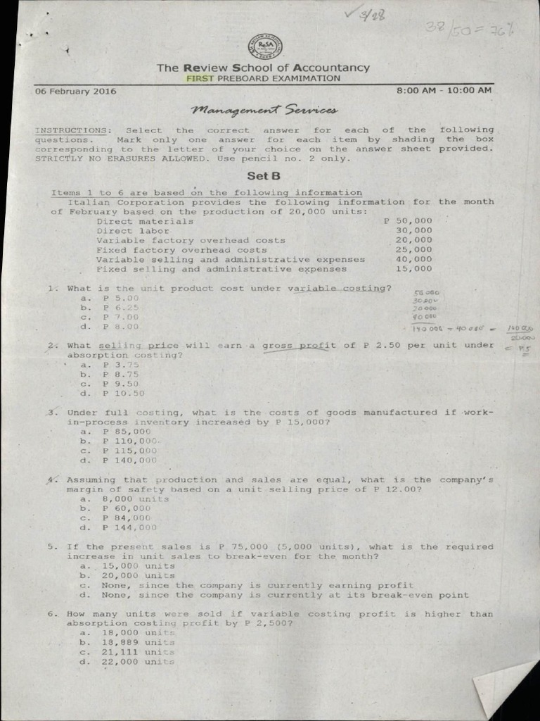 MS - First Preboard | PDF