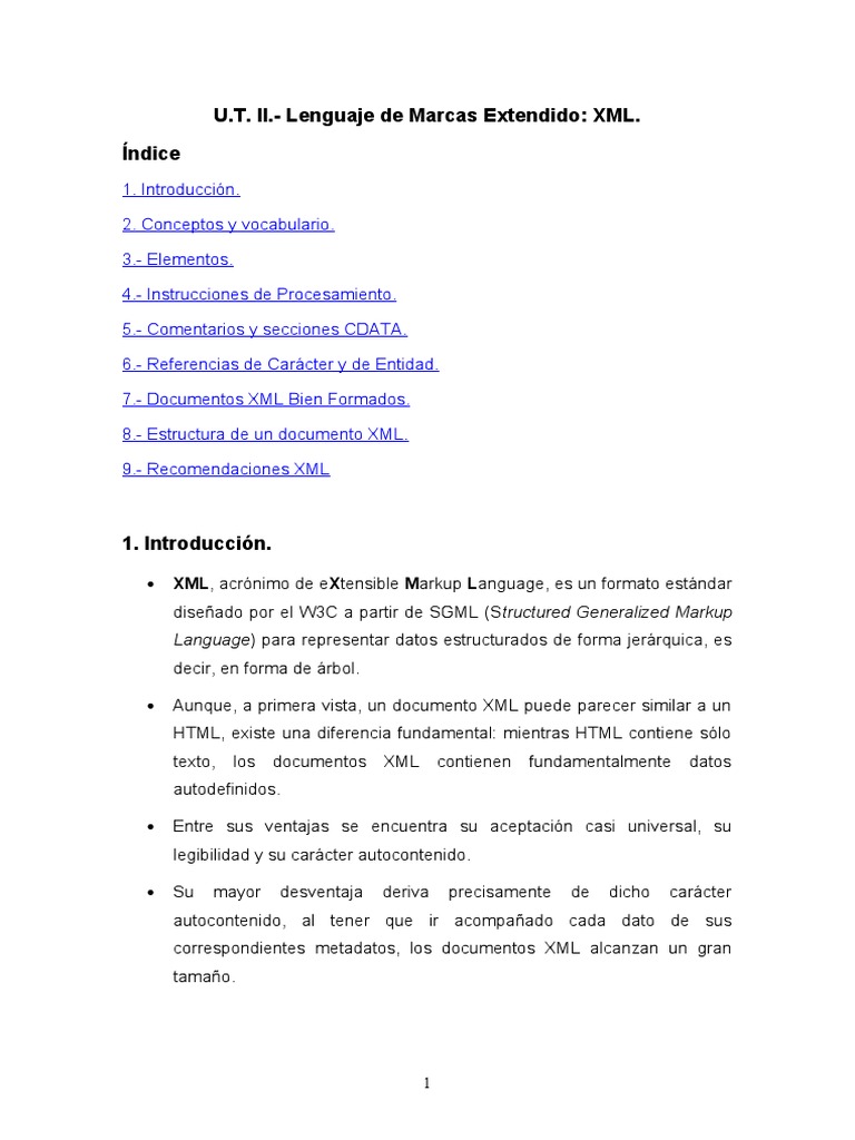 U.T. II. - Lenguaje de Marcas Extendido. XML | PDF | Xml | Lenguaje de marcado