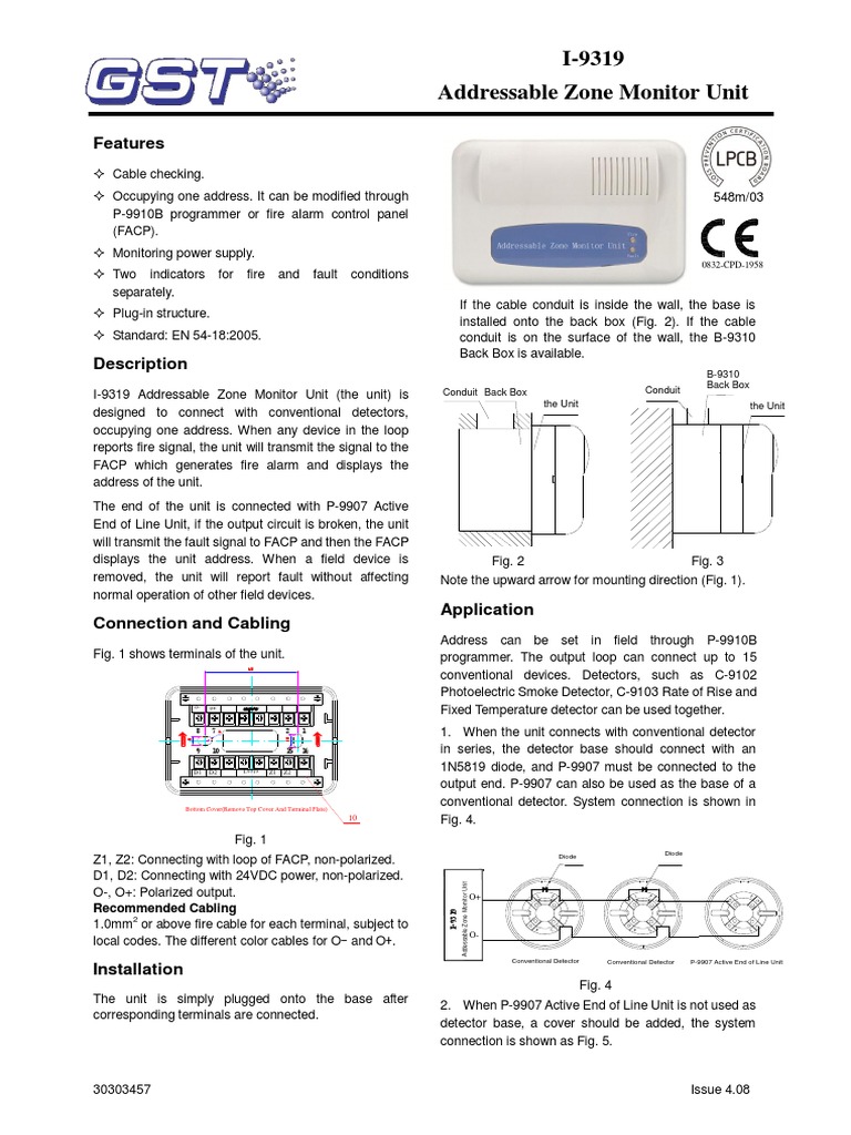 GST I-9319 Intelligent Addressable Zone Interface Module Datasheet ...