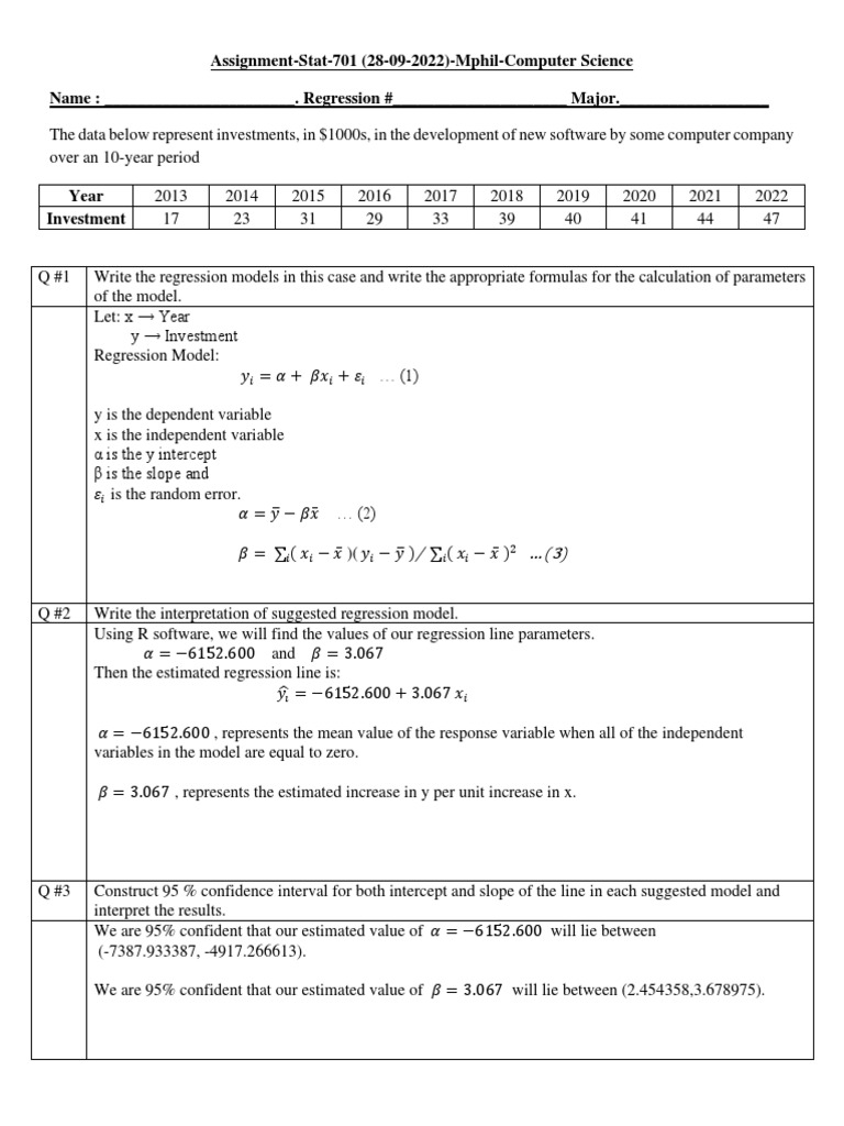 Slr Assignment1 Cs Pdf Regression Analysis Linear Regression 7290