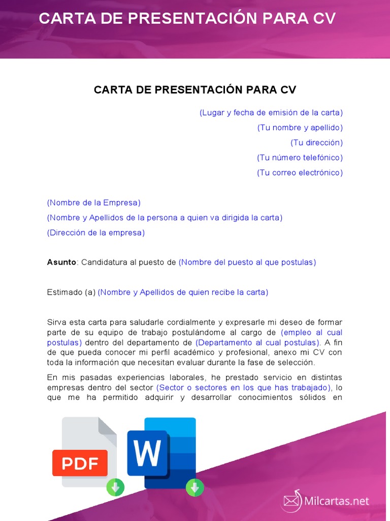 Carta de Presentacion para CV | PDF