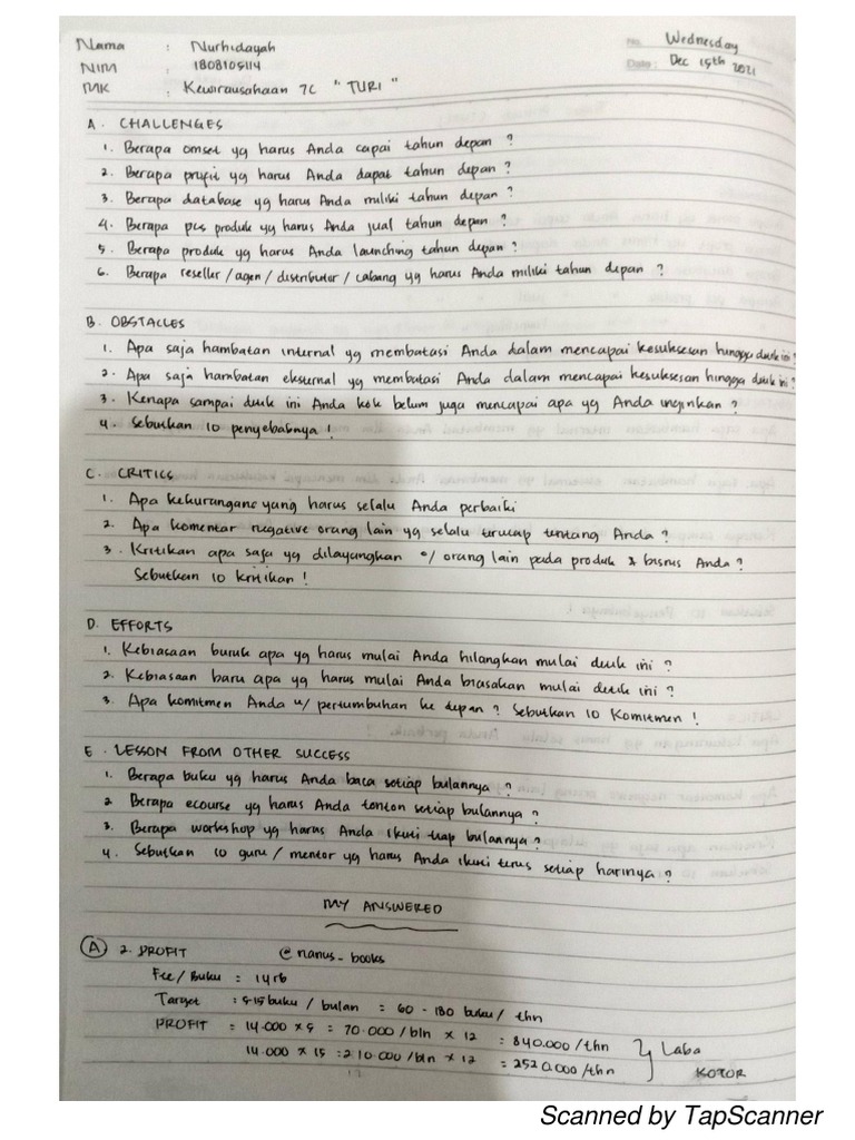 TURI Kewirausahaan Nurhidayah 1808105114 7C | PDF