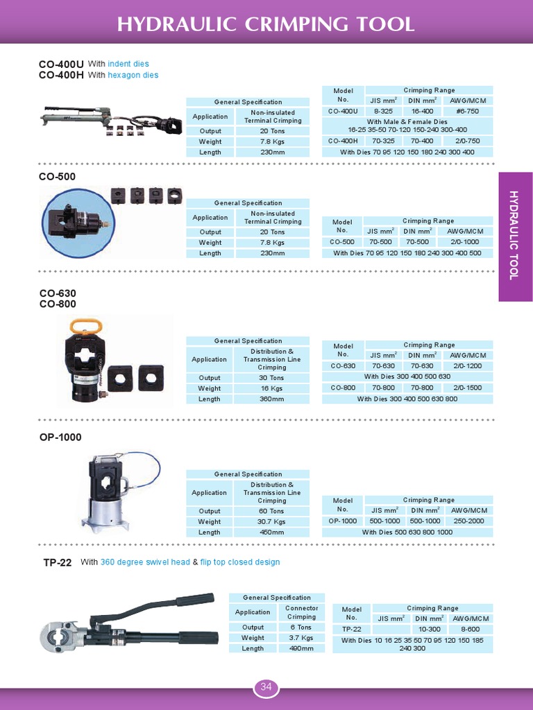 Hydraulic Tools Crimp Cut Bend Punch | PDF | Wire | Rope