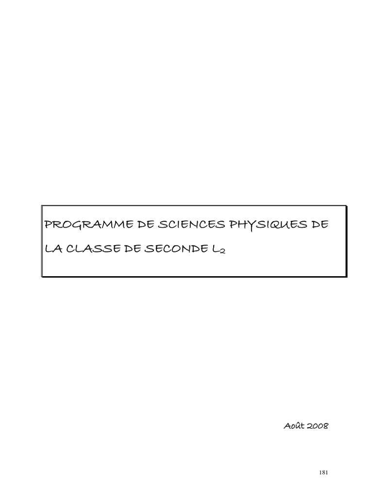 Programme PC Seconde l2 | PDF | Poids | Masse