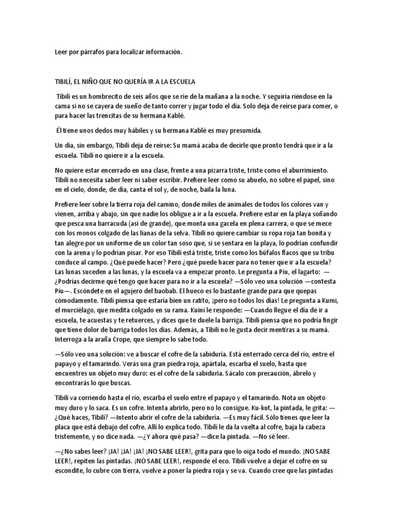 Tribilin Leer Por Párrafos para Localizar Información | PDF