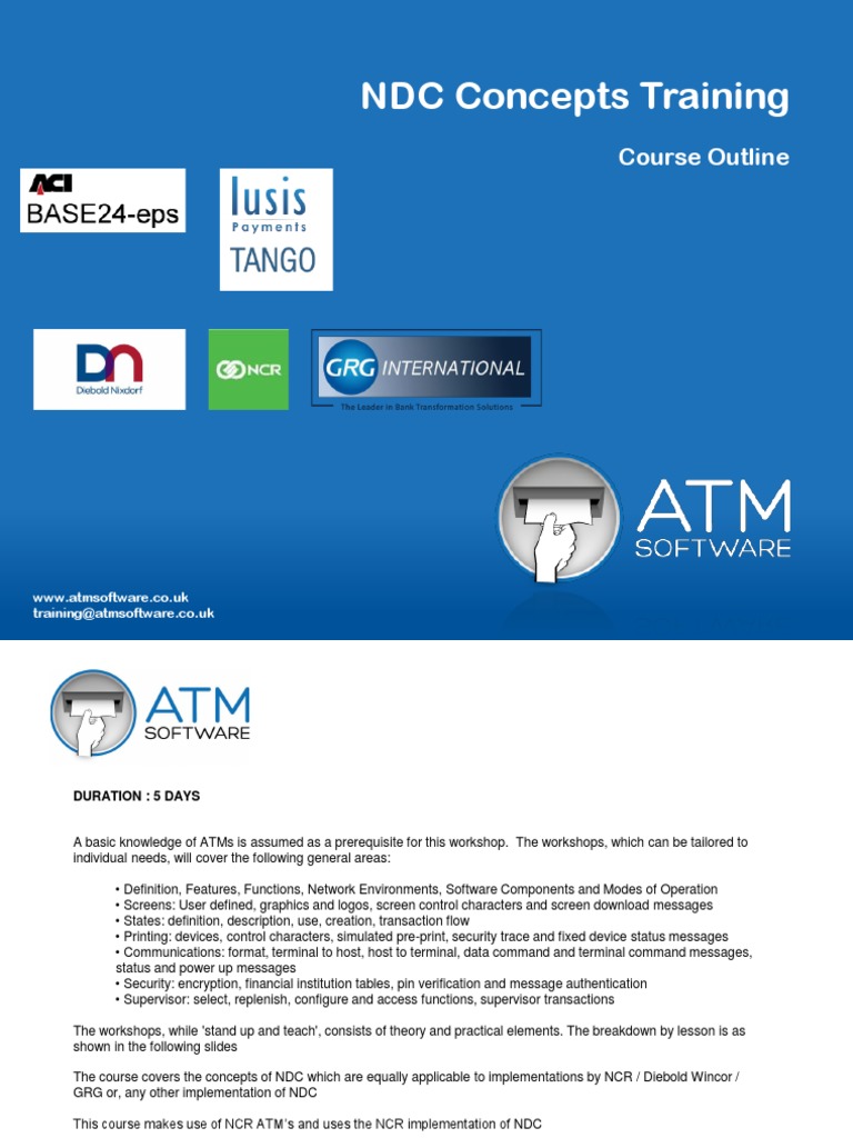 NDC Training Course Curriculum | Download Free PDF | Automated Teller ...