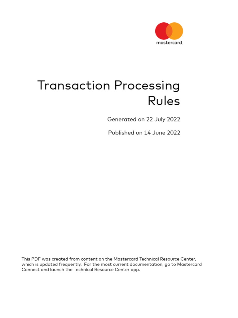 Transaction Processing Rules 7-22-2022 | PDF | Payments | Master Card