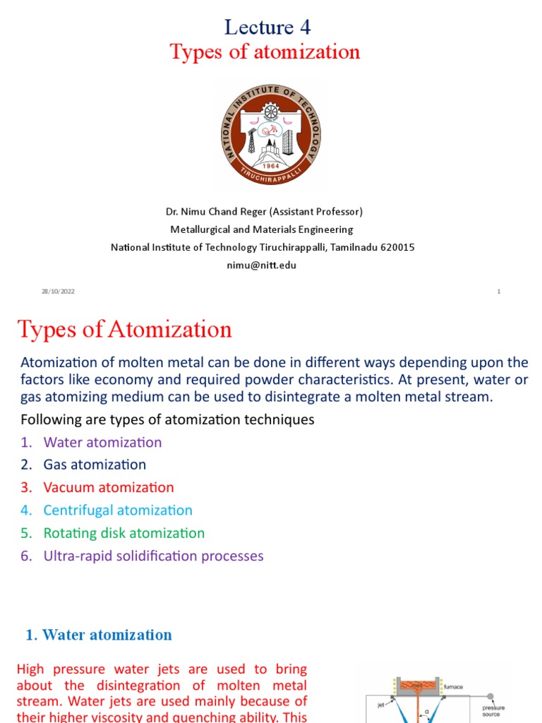 Lecture 4 Types of Atomization | PDF | Aerosol | Gases
