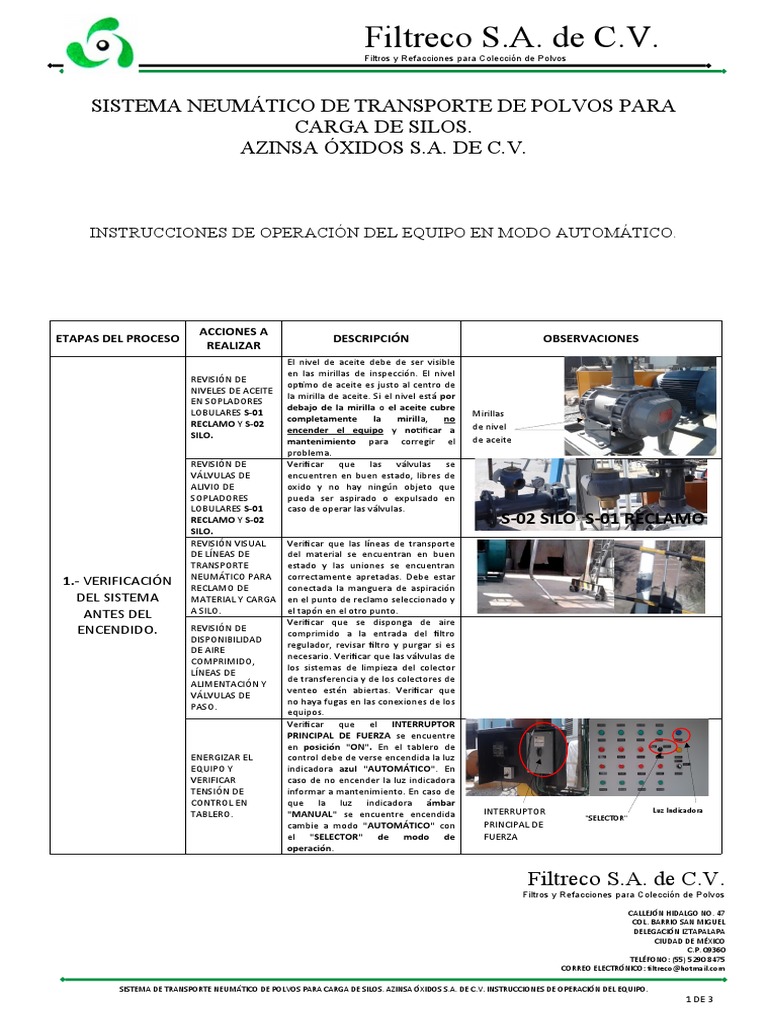 Instrucciones de Arranque y Paro Automático | PDF | Vacío | Bienes ...