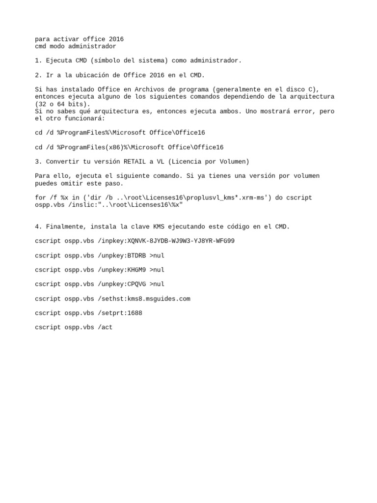 Activar Office 2016 desde CMD | PDF | Informática | Tecnología