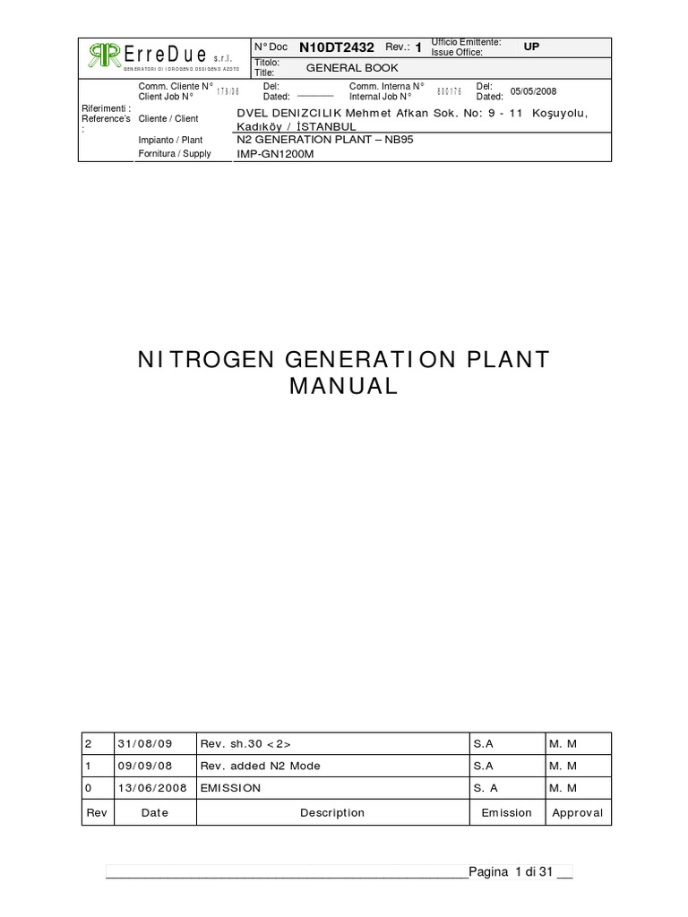 NB 95 - 1) N2 Plan Manual | PDF | Process Engineering | Gas Technologies