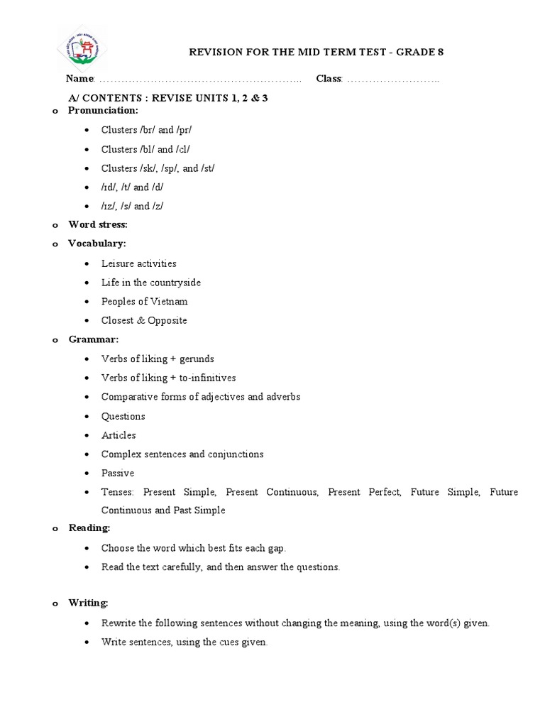 Ôn tập GHKI - Anh8 | PDF | Leisure | Nomad