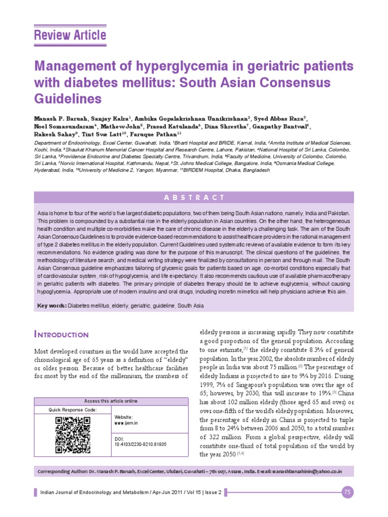 2 DM in Elderly South Asia Guideline | PDF | Diabetes Management ...