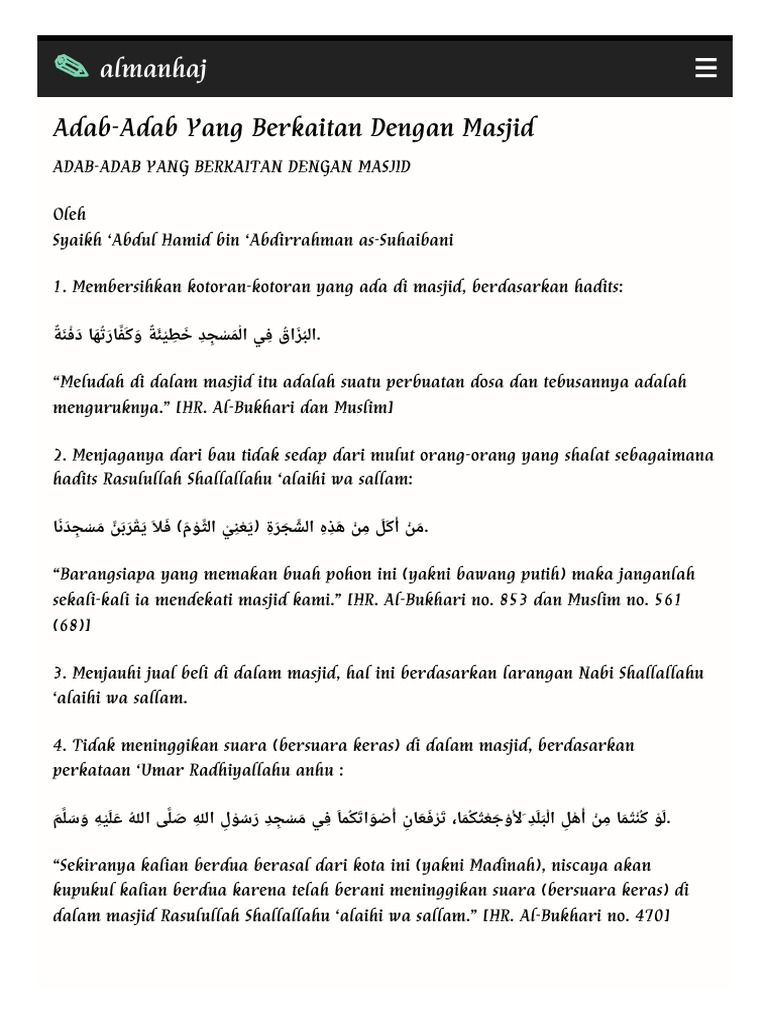 Adab Masjid: Panduan Praktis | PDF