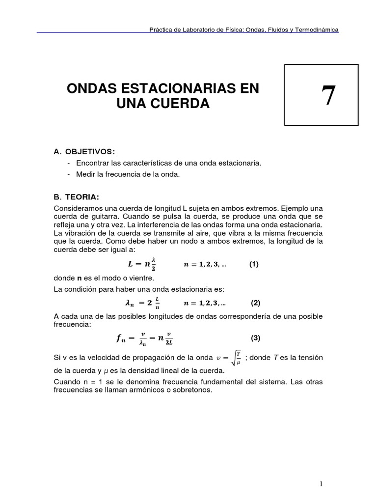 PRACTICA 7 - Ondas Estacionarias | PDF | Olas | Frecuencia