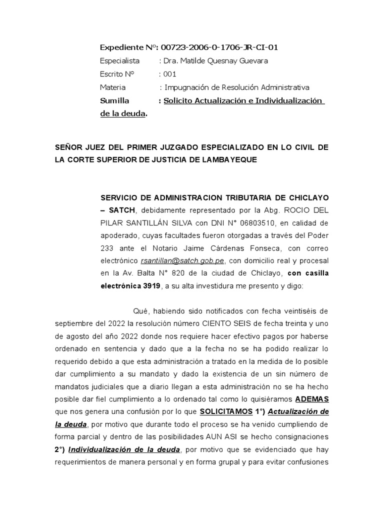 Solicito Actualización e Individualización de La Deuda. | PDF