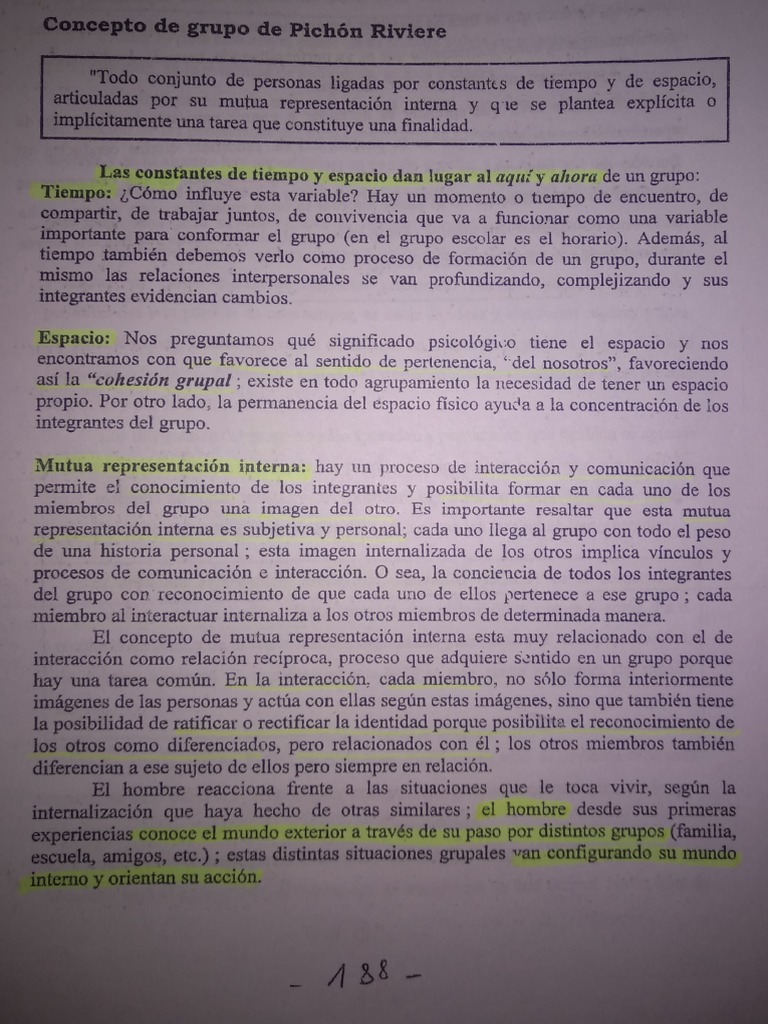 Dinámica de Grupos según Pichón Riviere | PDF | Cognición | Sicología