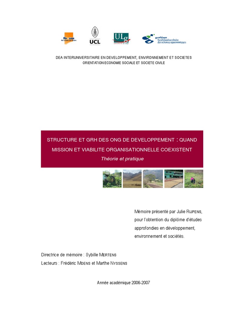 Structure et GRH des ONG de développement | PDF | Organisation non ...