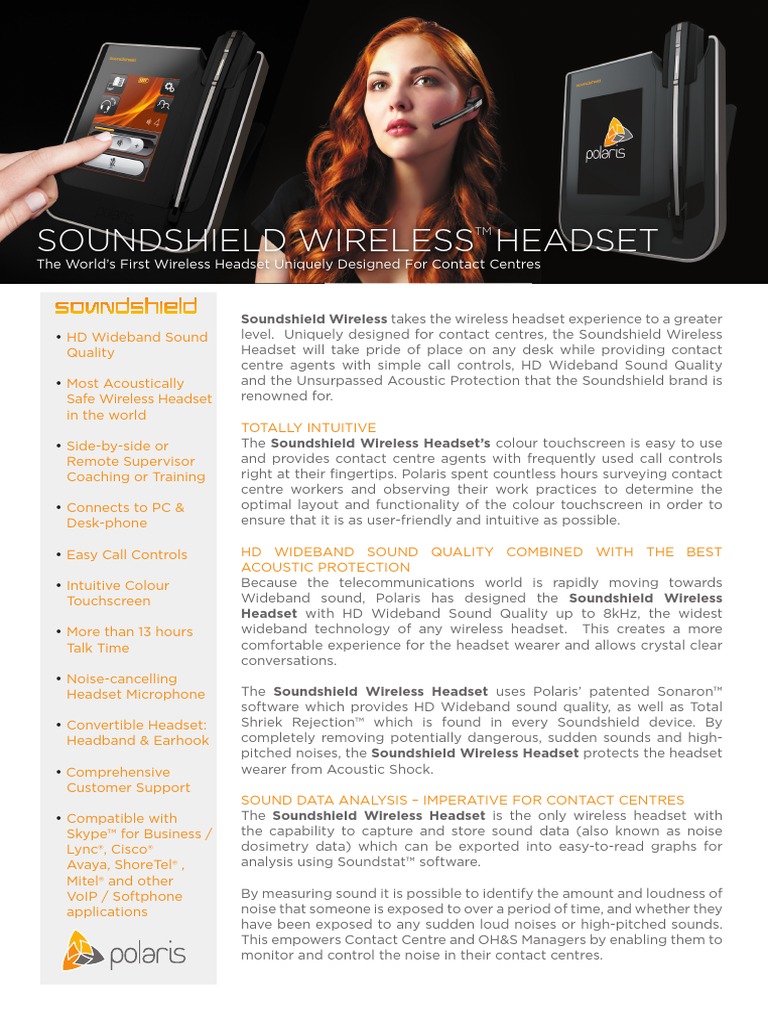 Soundshield Wireless Headset Datasheet | PDF | Headphones | Battery Charger