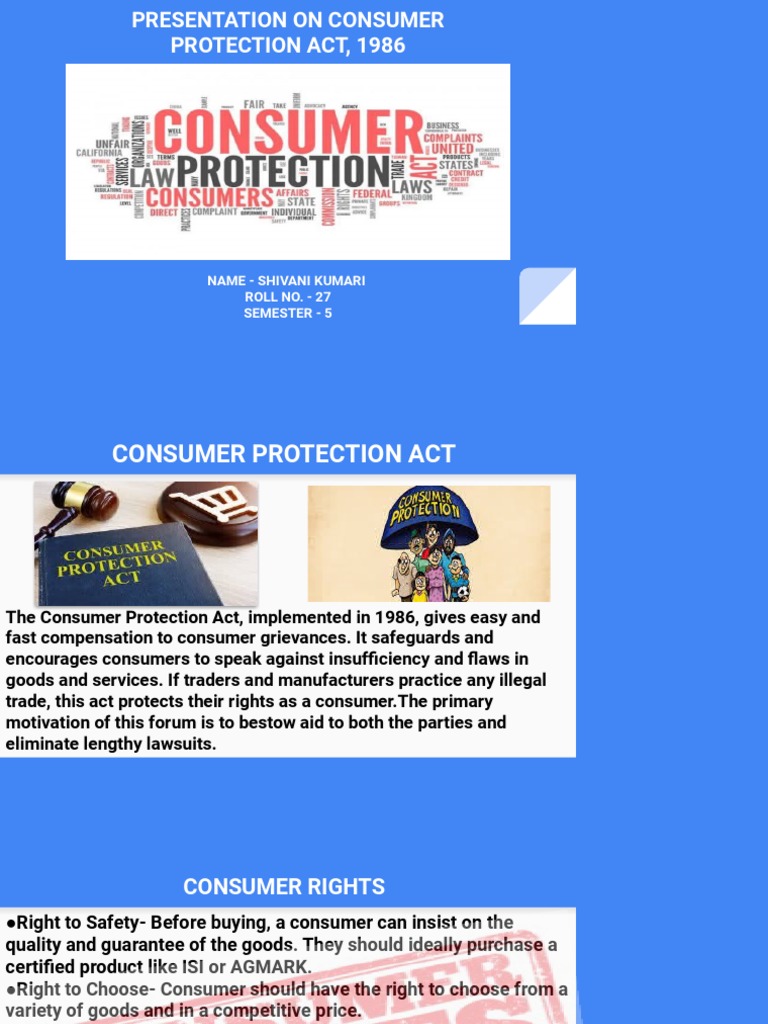 An Overview of the Consumer Protection Act 1986 and Consumer Rights and ...