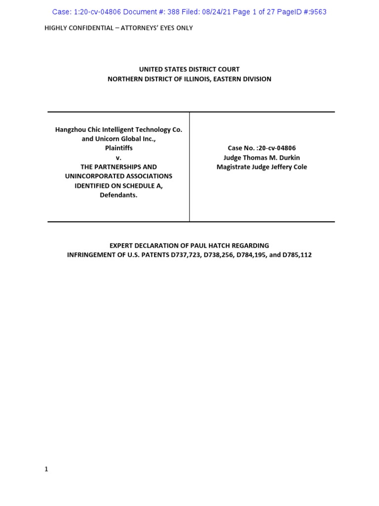 ABC Corp. I v. Partnership & Unincorporated Associations Identified On Schedule "A" - Hatch Decl ...