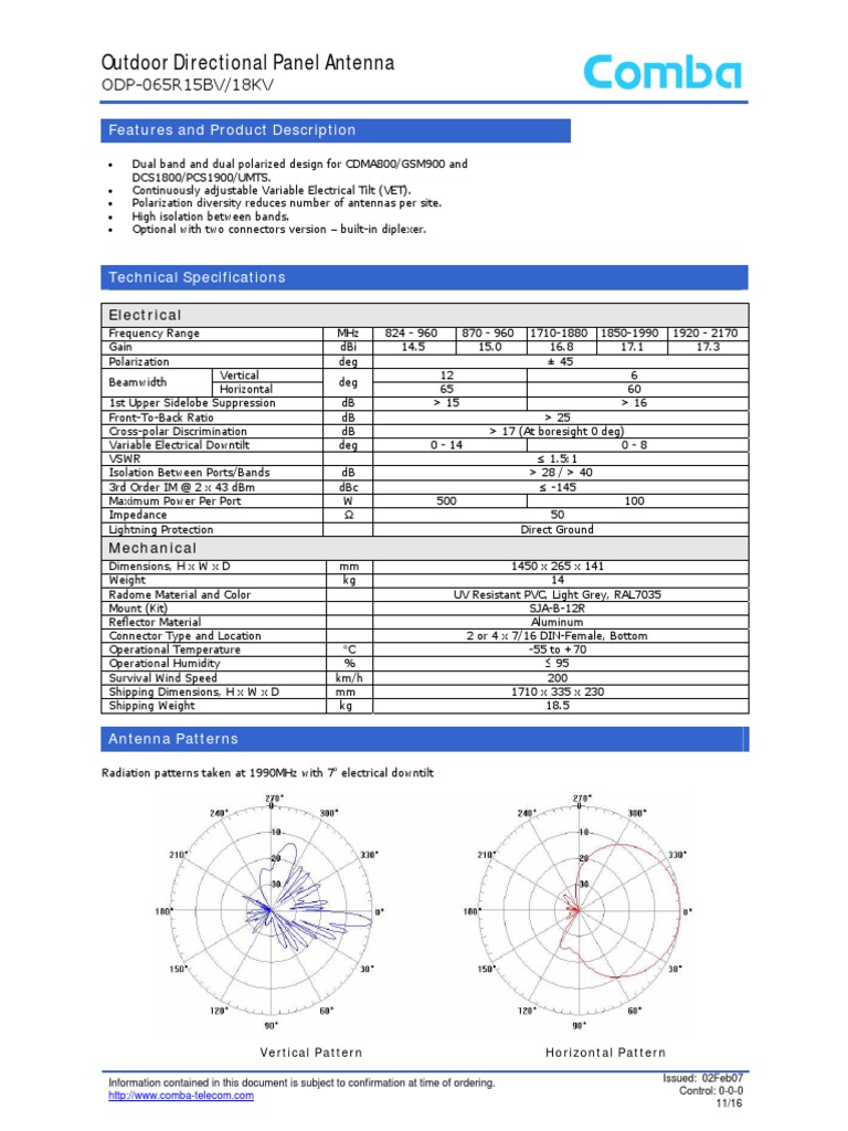 Odp-065r15bv - 18KV (Am) | PDF | Antenna (Radio) | Decibel