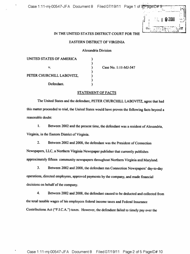 Peter Labovitz Plea Agreement | PDF | Federal Insurance Contributions ...