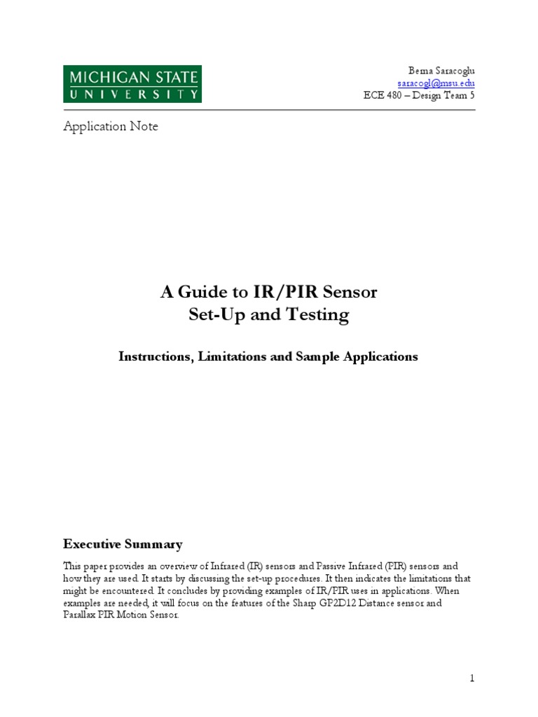 A Guide To IR - PIR Sensor Set-Up and Testing (2009) | PDF | Infrared ...