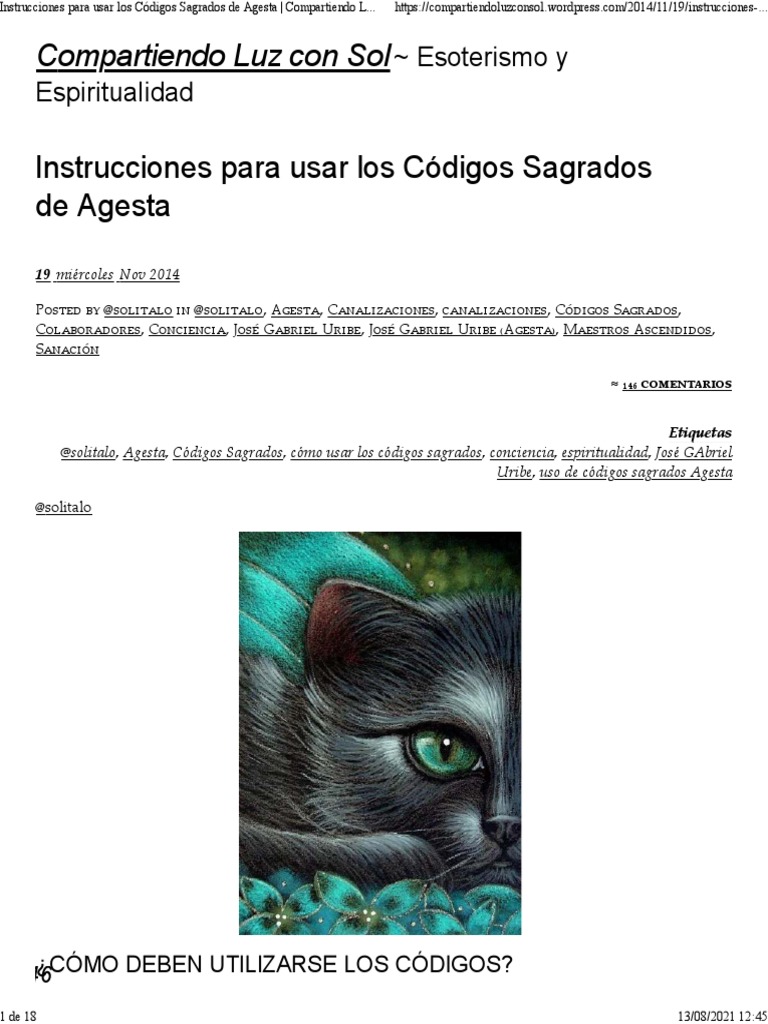 Instrucciones para Usar Los Códigos Sagrados de Agesta Compartiendo Luz ...