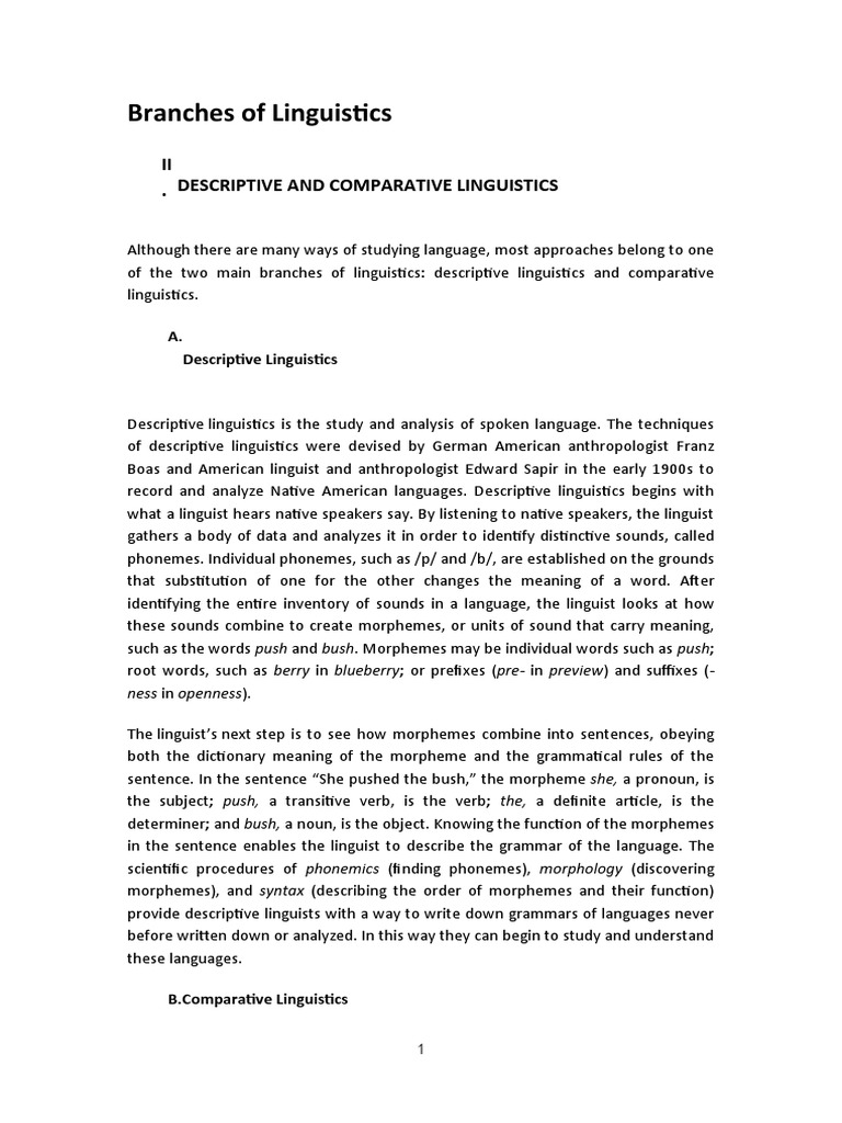 Lecture 4 - Branches of Linguistics | PDF | Linguistics | Sociolinguistics