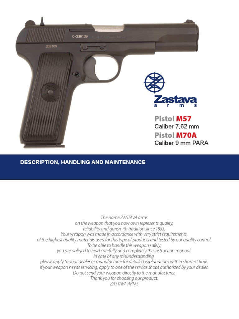Zastava m57 M70a EN | PDF | Trigger (Firearms) | Cartridge (Firearms)