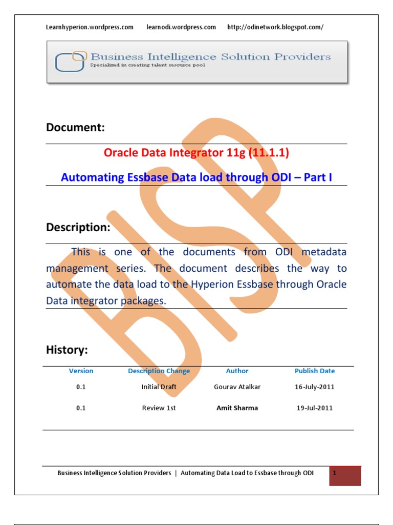 Automating Essbase Data Load Through ODI - Part I | PDF | Oracle ... Automating Essbase Data Load Through ODI - Part I | PDF | Oracle ...