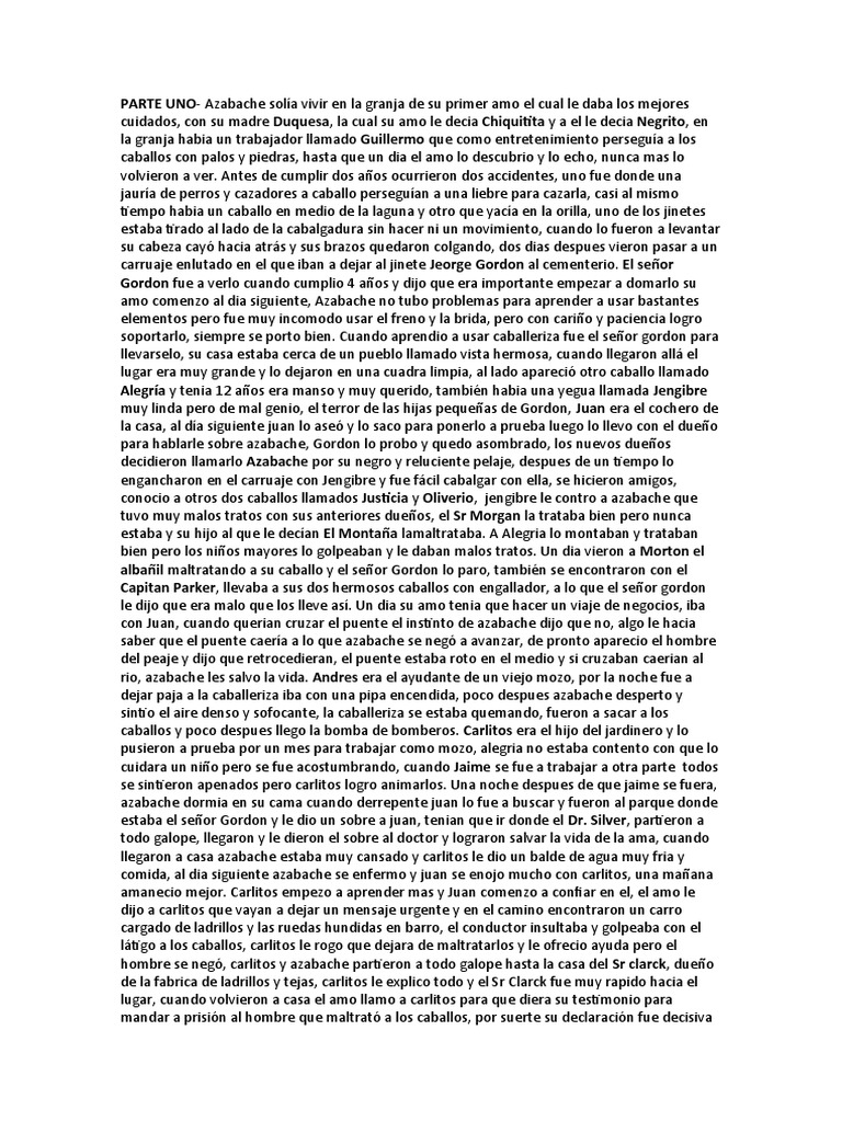 Resumen de Azabache. | PDF | Caballos
