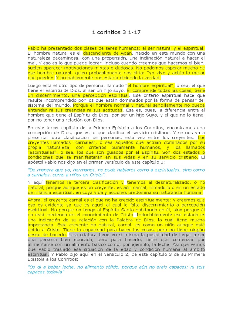 1 Corintios 3 | PDF | Primera epístola a los corintios | Pablo el apóstol