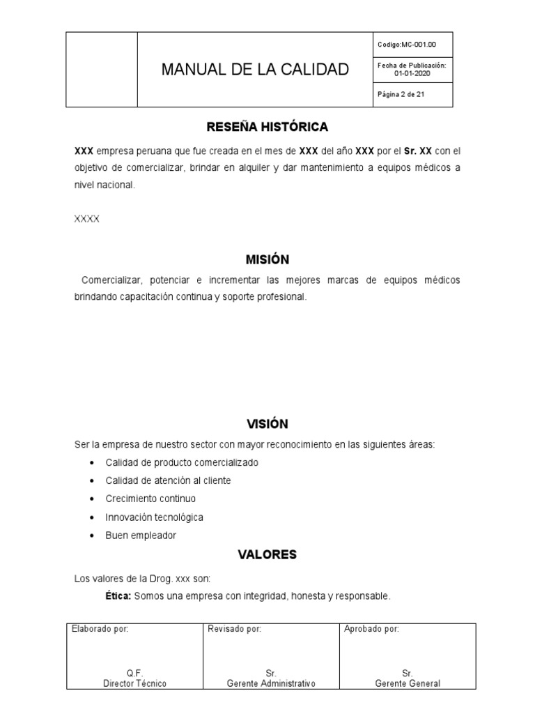 Manual de Calidad | PDF | Calidad (comercial) | Gestión de la calidad