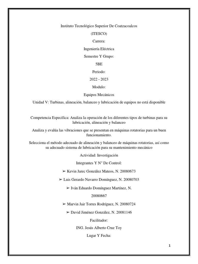 Unidad 5 Equipos Mecanicos | PDF | Turbina | Máquina de vapor