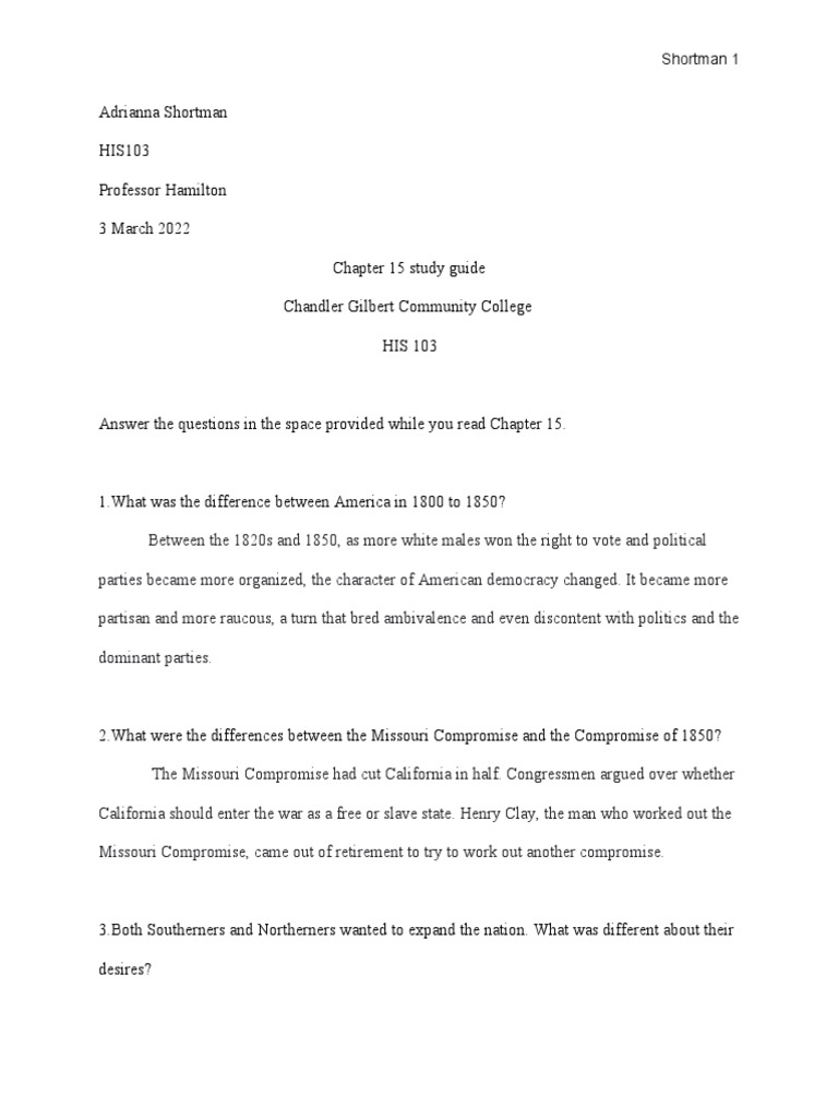 Chapter 15 Study Guide | PDF