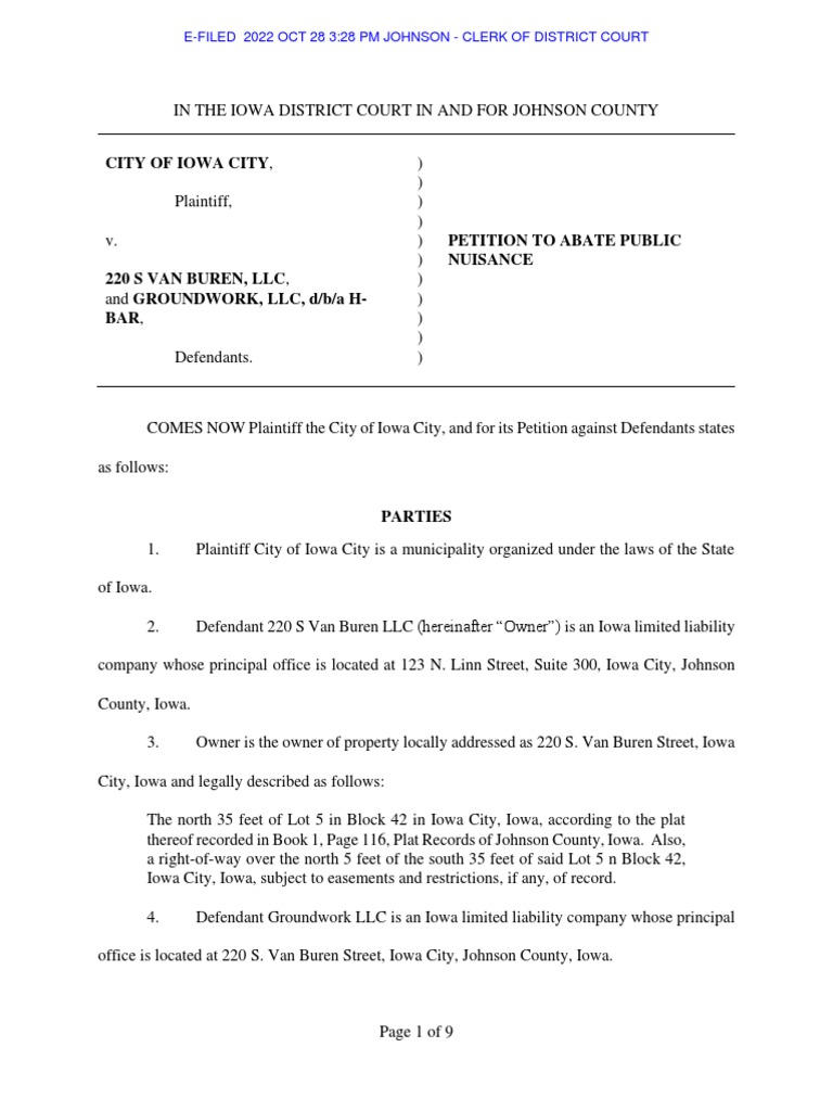 City Petition To Abate Nuisance | PDF | Nuisance | Injunction