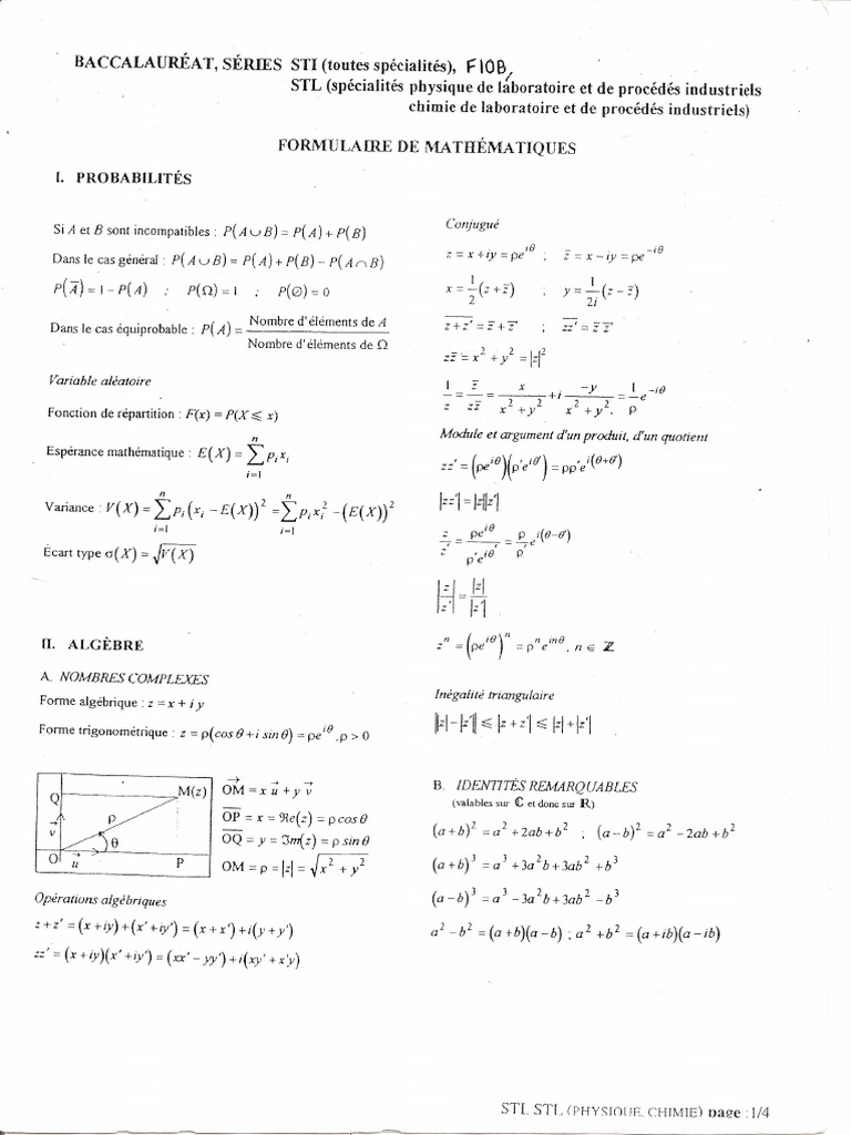 Formulaire de Mathématiques | PDF