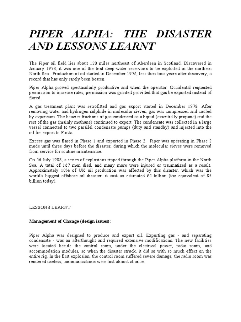 Piper Alpha | PDF | Pump | Gases