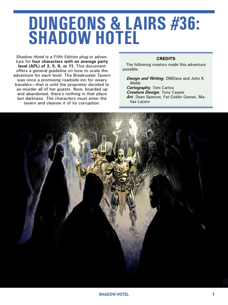 DMDave - Dungeons & Lairs 36 - Shadow Hotel - Full Version | PDF