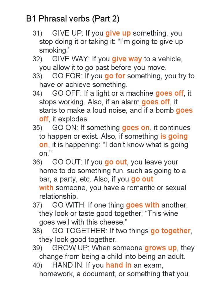 Phrasal Veerbs b1 p2 | PDF