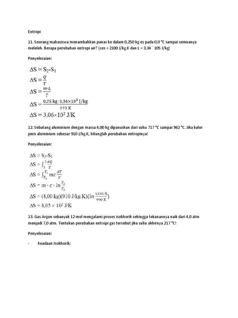 Perubahan Entropi dalam Proses Isokhorik | PDF | Sains & Matematika ...