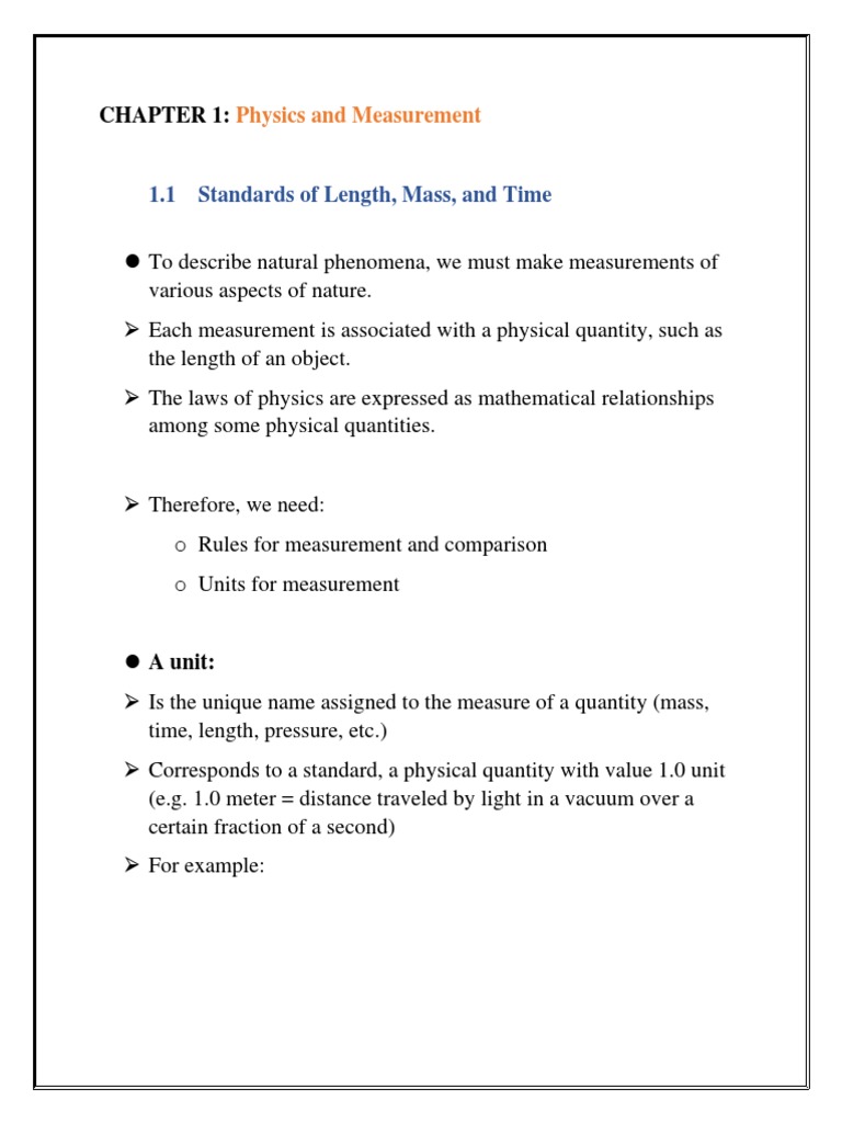 Ch1-Physics and Measurement | PDF | Measurement | International System ...