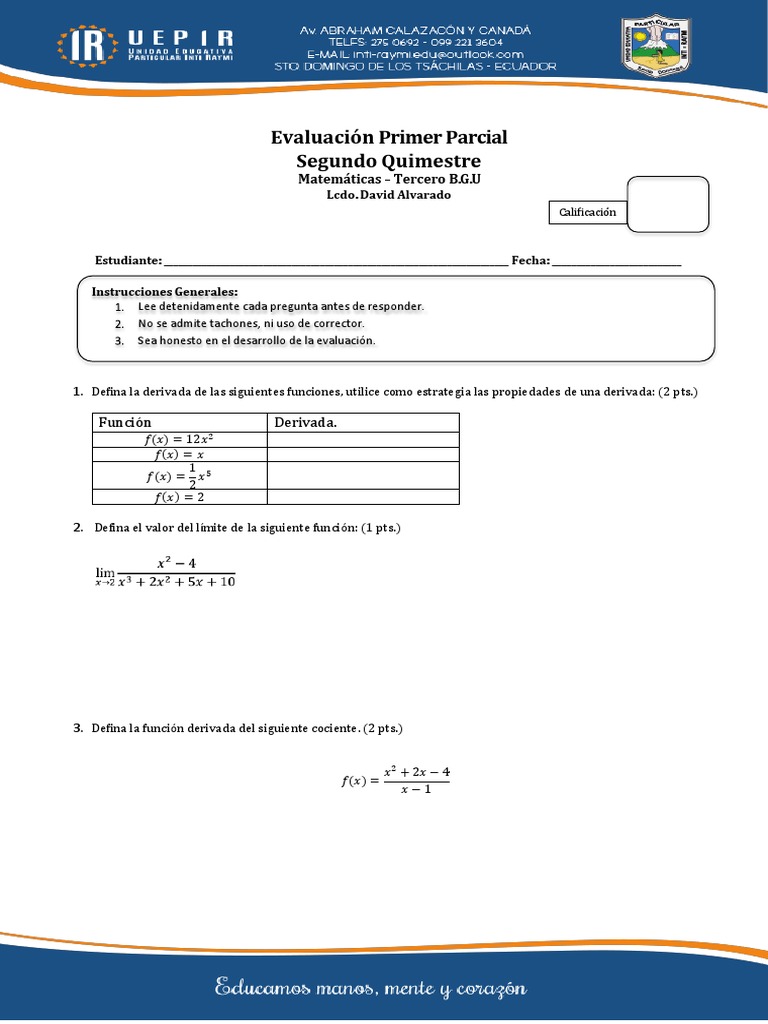 Matemáticas - 3ro Bgu. | PDF